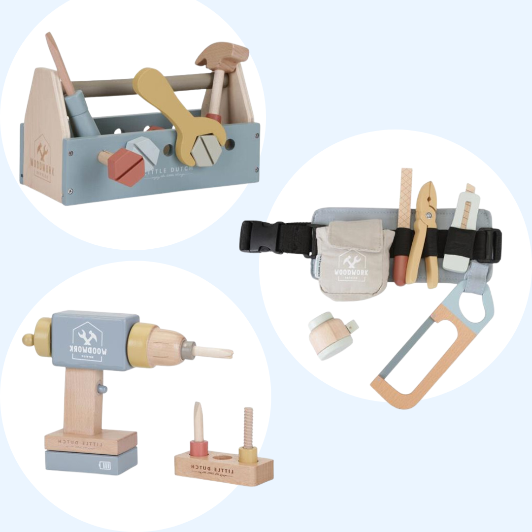 Wooden DIY Toolbox, Toolbelt and Drill Tool Play Set Bundle – Zidar Kid